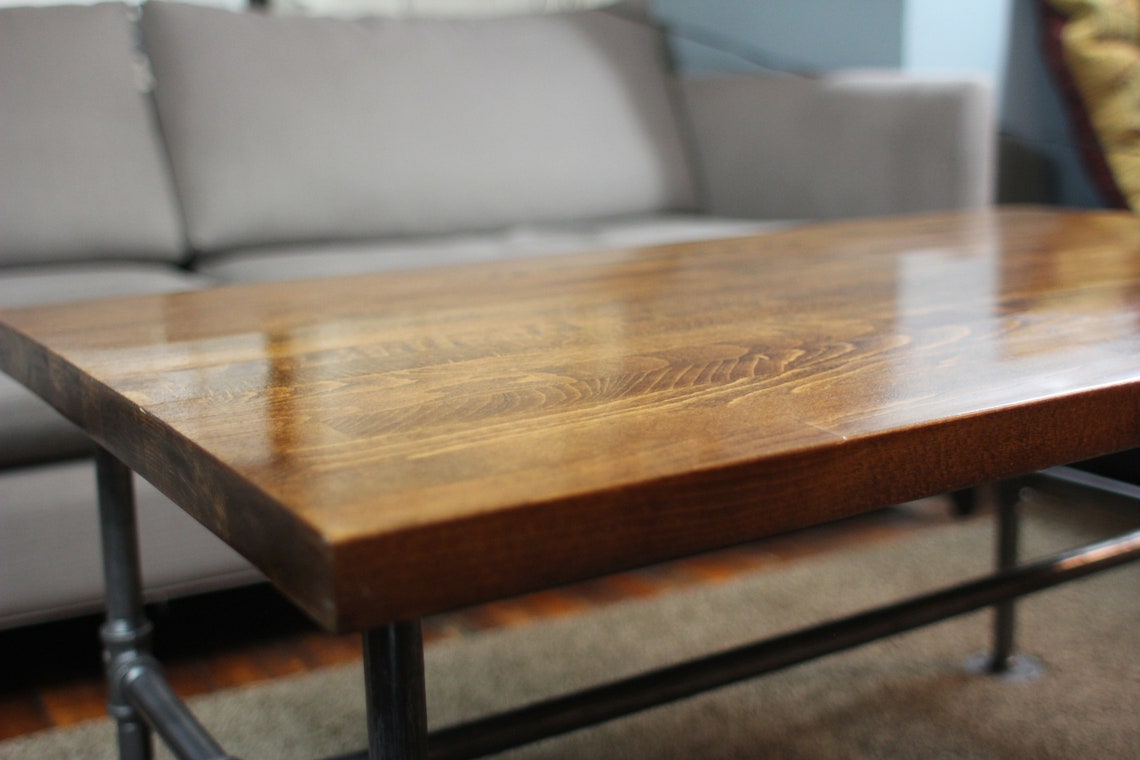 Sold--- Butcher Block + Steel Pipe Coffee Table - Etsy
