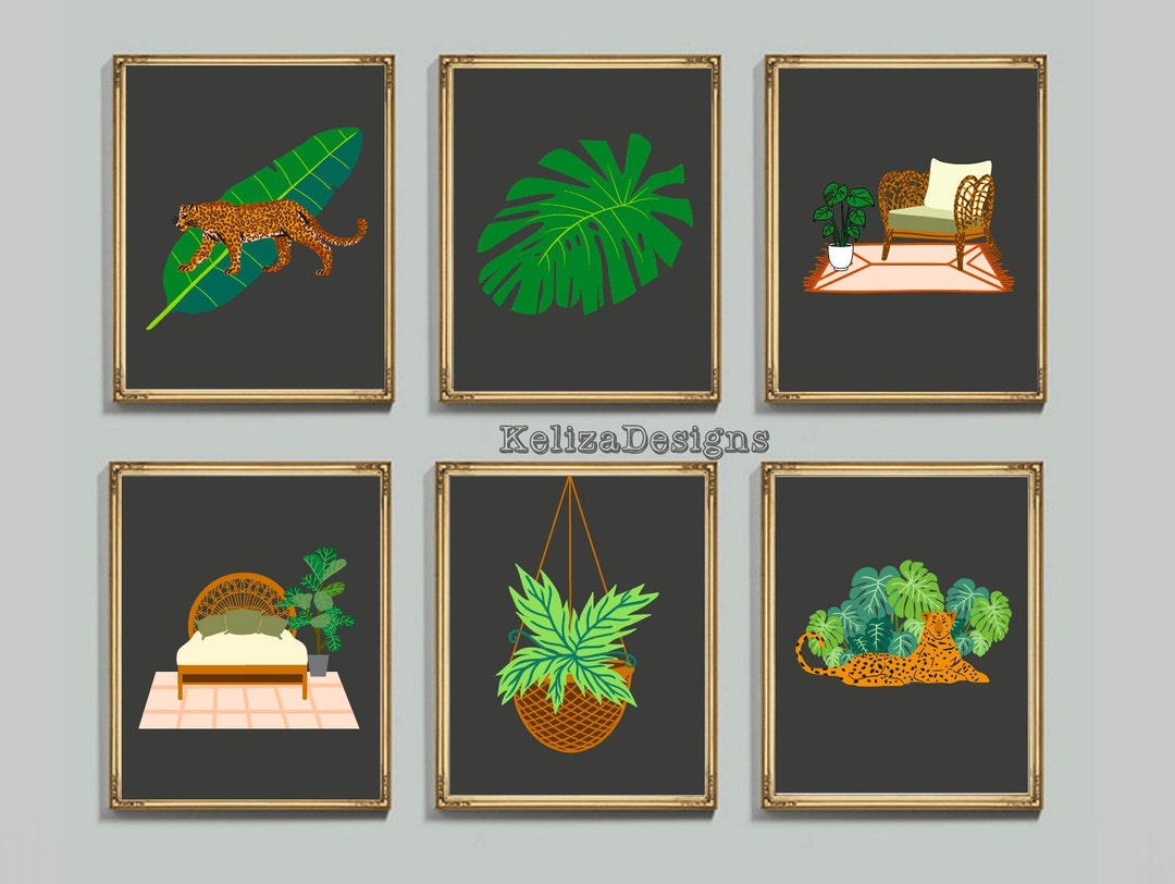 Boho Leopard Print Printable Gallery Artwork Wicker Furniture House ...
