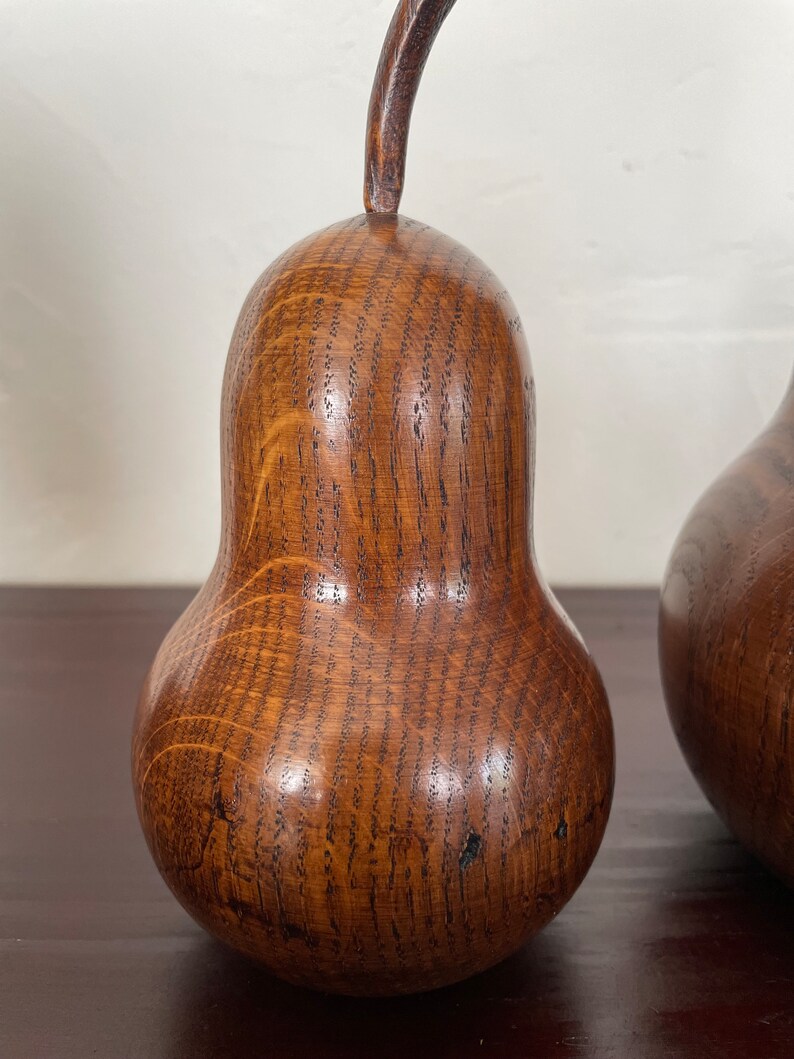 Pair of MCM Solid Wood Pear Sculptures - Etsy