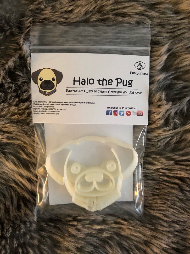Pug Cookie Cutter Halo the Pug Dog Cookie Cutter Pup - Etsy