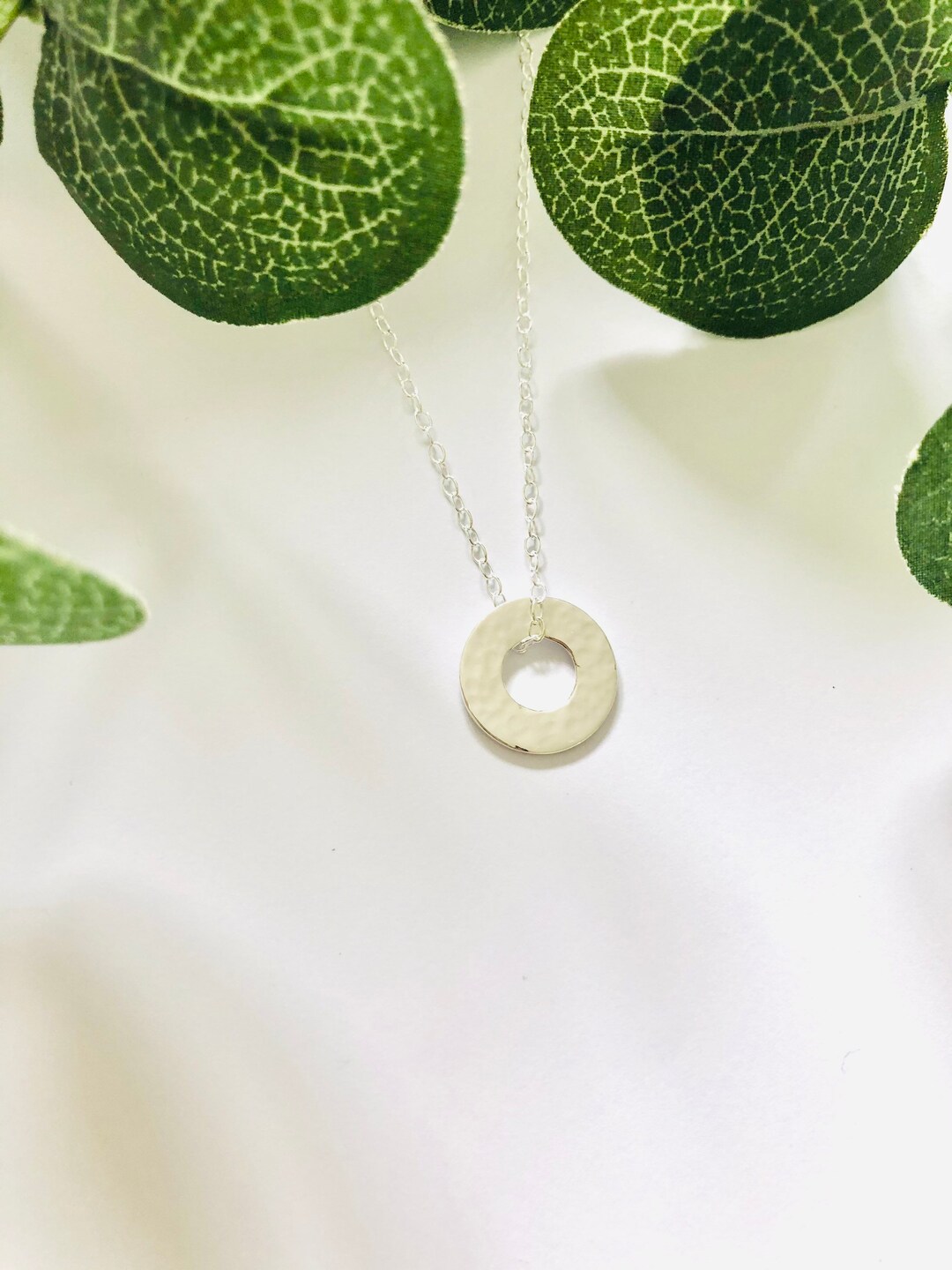 Sterling silver infinity necklace, hammered silver circle necklace ...