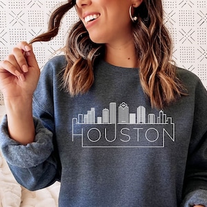 Houston Sweatshirt Skyline Houston Texas Unisex Sweatshirt - Etsy