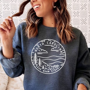 North Carolina Sweatshirt, State Design Adult Unisex Crewneck North ...