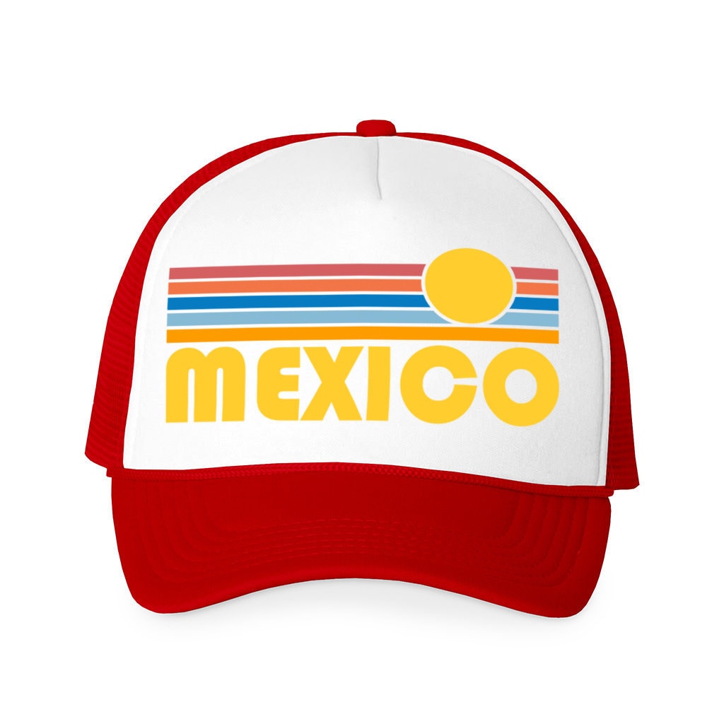Mexico Hat Retro Sunrise Foam Mexico Trucker Cap - Etsy