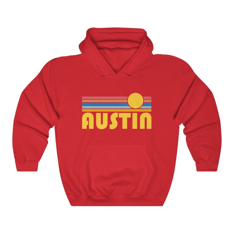 Austin, Texas Hoodie, Retro Sunrise Unisex Austin Sweatshirt ...
