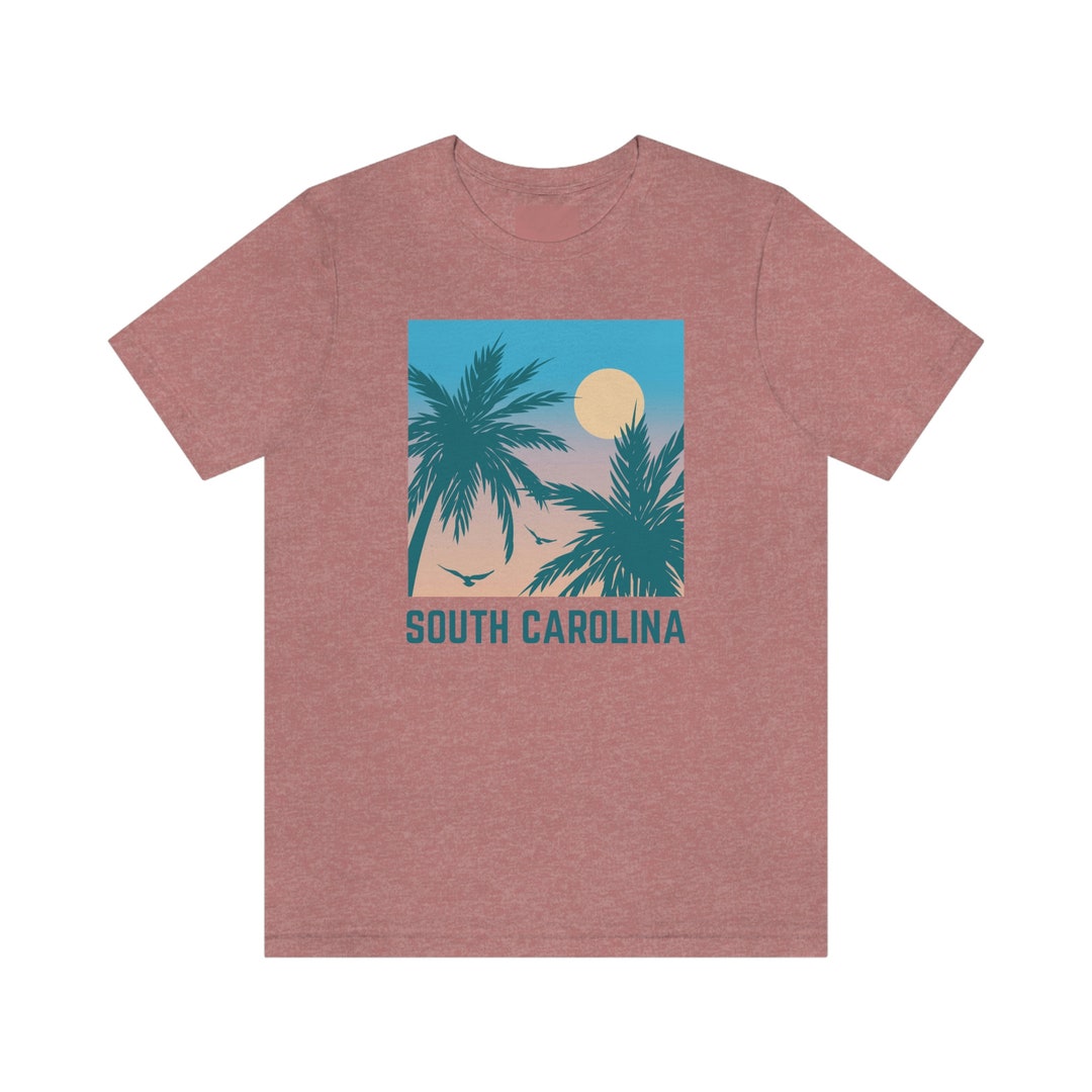 South Carolina T-shirt, Retro Palm Tree & Beach Unisex South Carolina ...