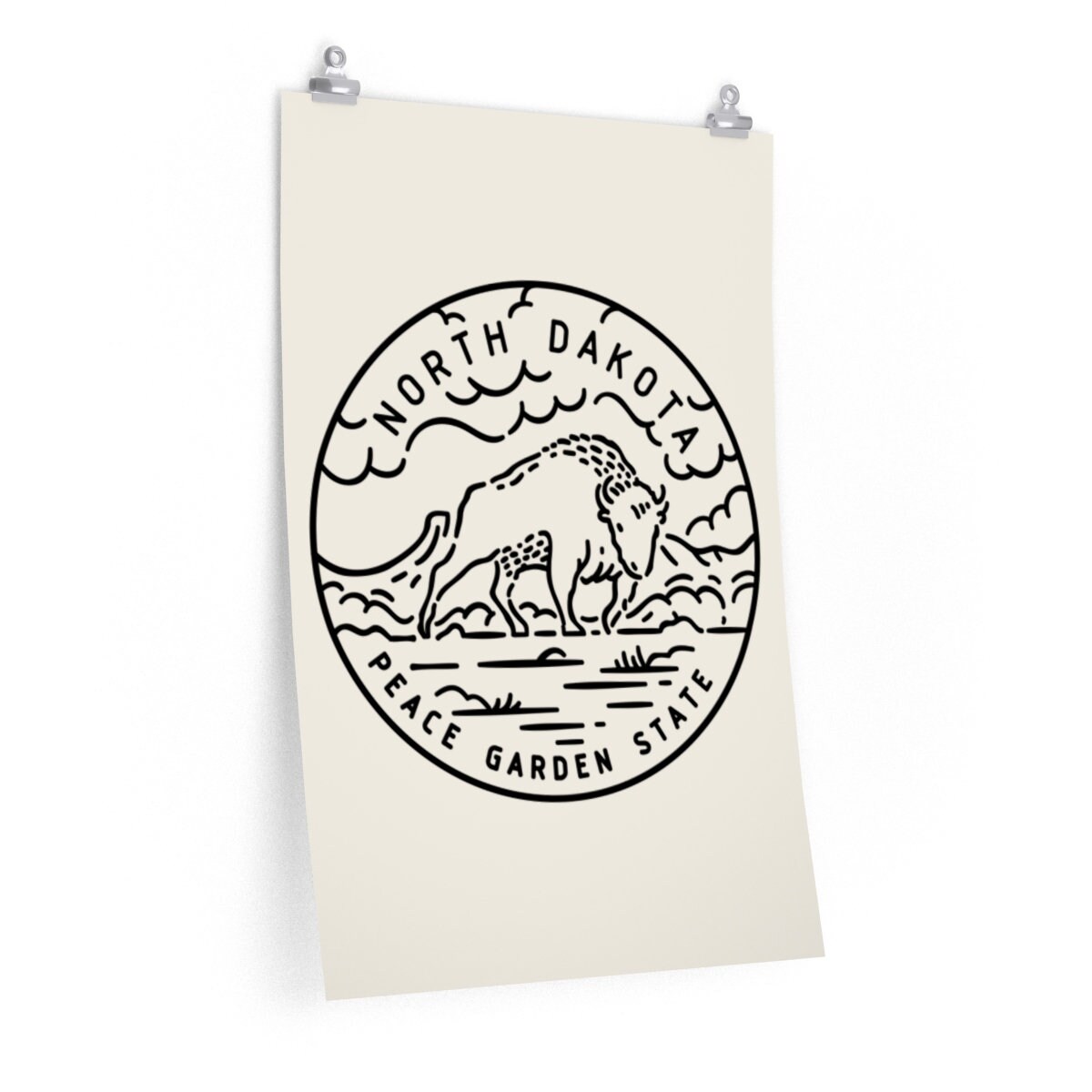 North Dakota Poster State Design North Dakota Print / | Etsy