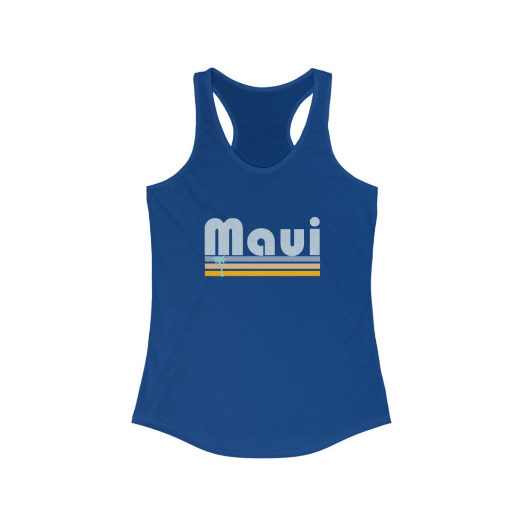 Maui, Hawaii Women's Tank Top, Retro Palm Tree Racerback Maui Tank Top ...