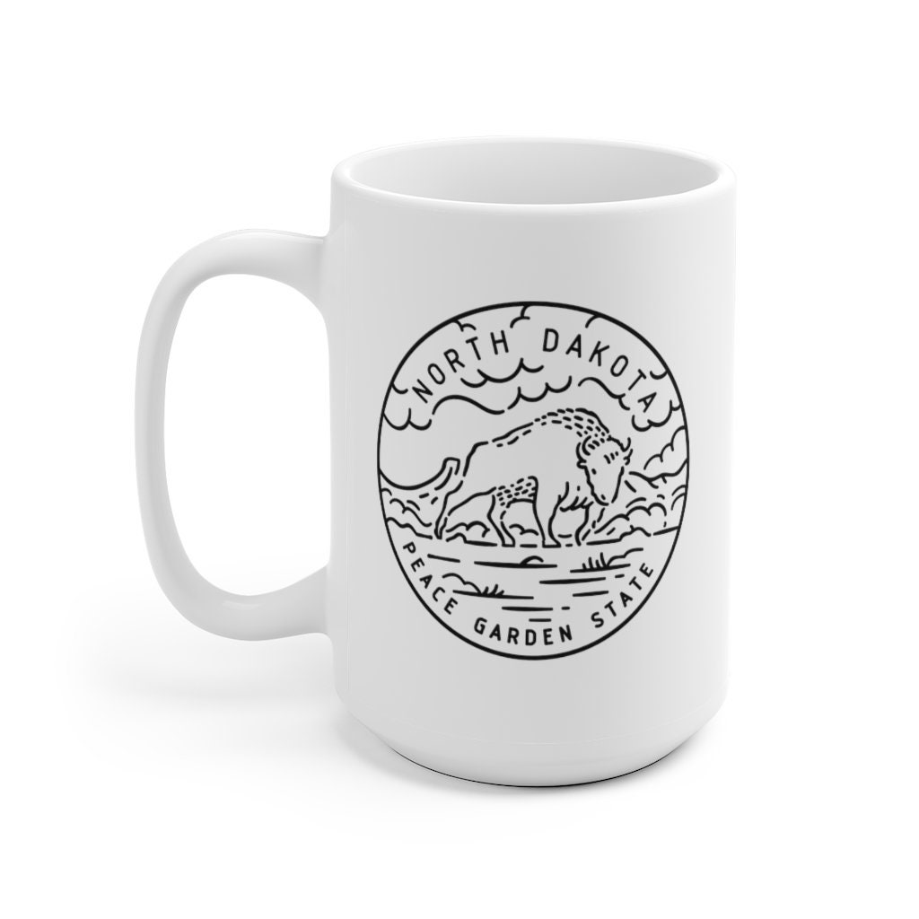 North Dakota Mug State Design White Ceramic North Dakota Mug - Etsy