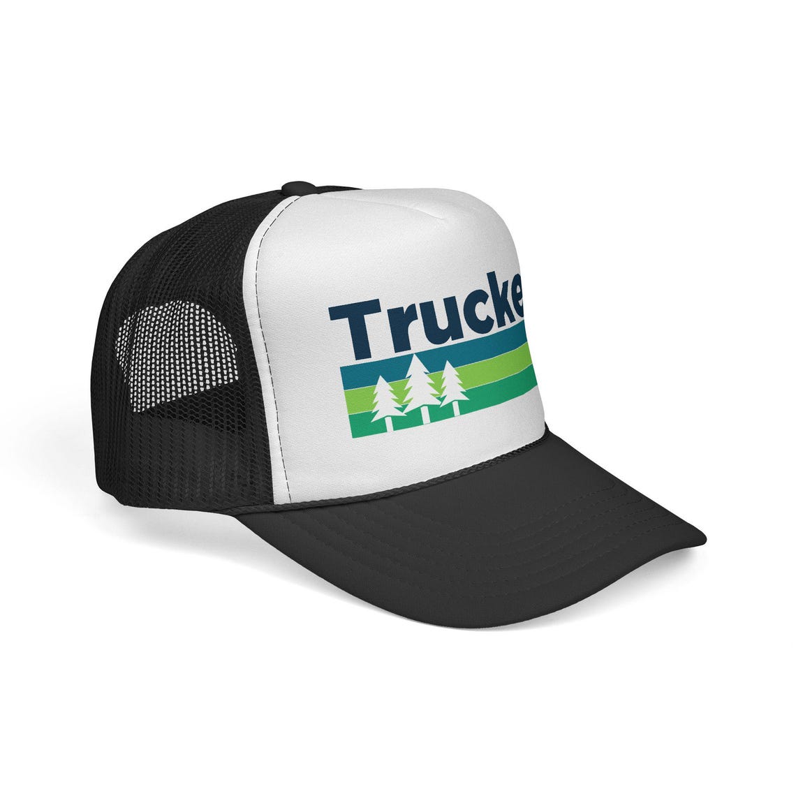 Truckee, California Retro Trees Trucker Hat - Vintage Style Truckee Cap ...