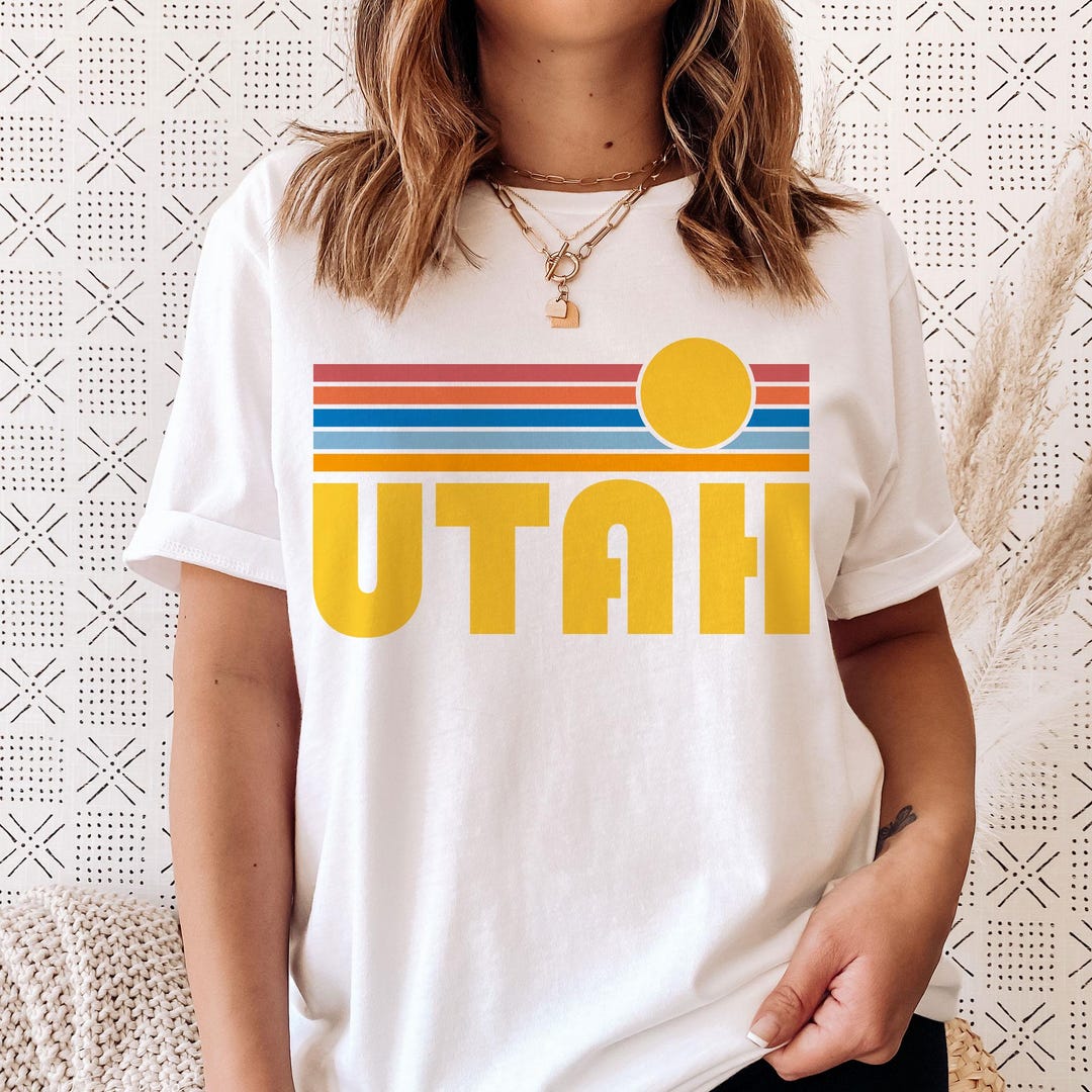 Utah Graphic Tee, Retro Sunset Adult Unisex Utah T Shirt ...