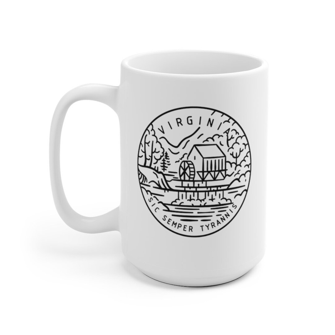 Virginia Mug, State Design White Ceramic Virginia Mug (11oz & 15oz ...
