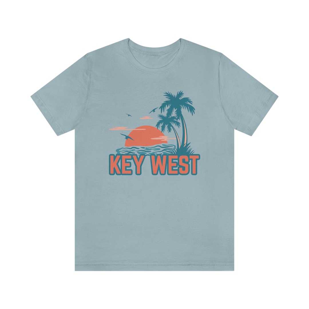 Key West, Florida T-shirt, Retro Palm Tree & Beach Unisex Key West ...