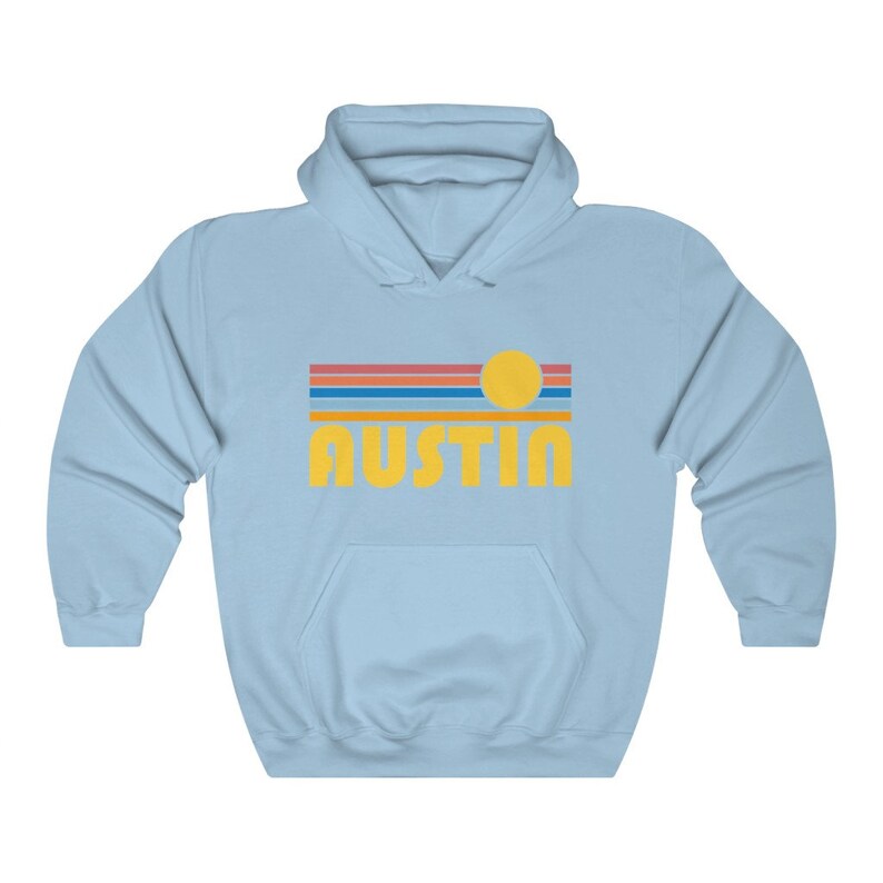 Austin, Texas Hoodie, Retro Sunrise Unisex Austin Sweatshirt ...