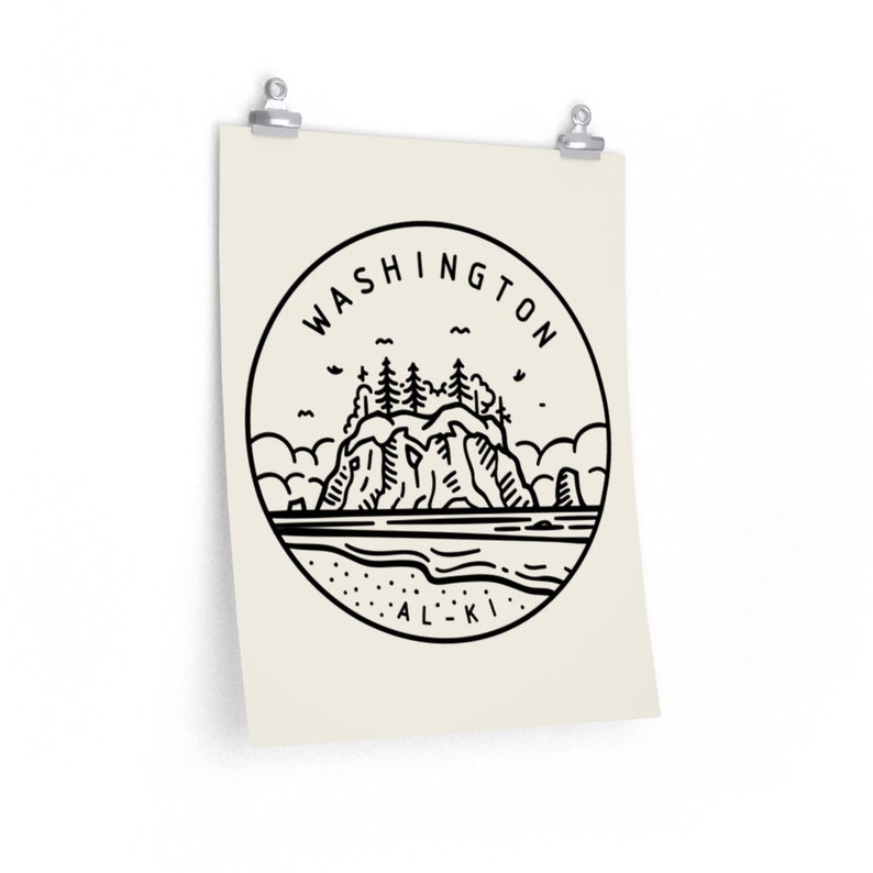 Washington Poster, State Design Washington Print / Picture / Hand Drawn ...