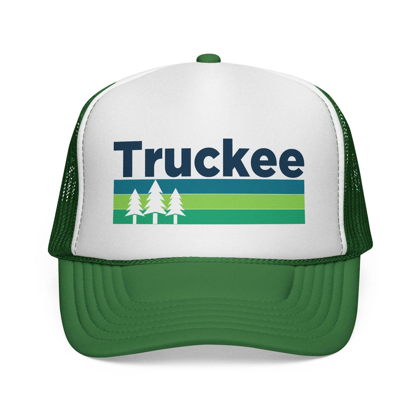 Truckee, California Retro Trees Trucker Hat - Vintage Style Truckee Cap ...