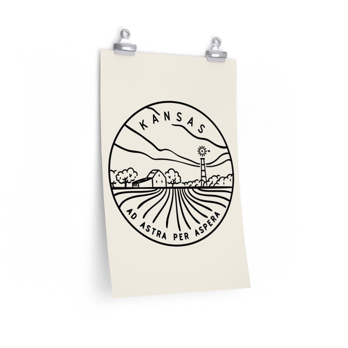 Kansas Poster, State Design Kansas Print / Picture / Hand Drawn Art ...