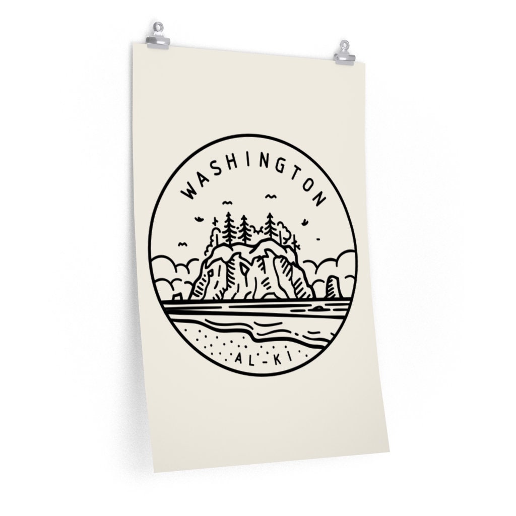 Washington Poster, State Design Washington Print / Picture / Hand Drawn ...