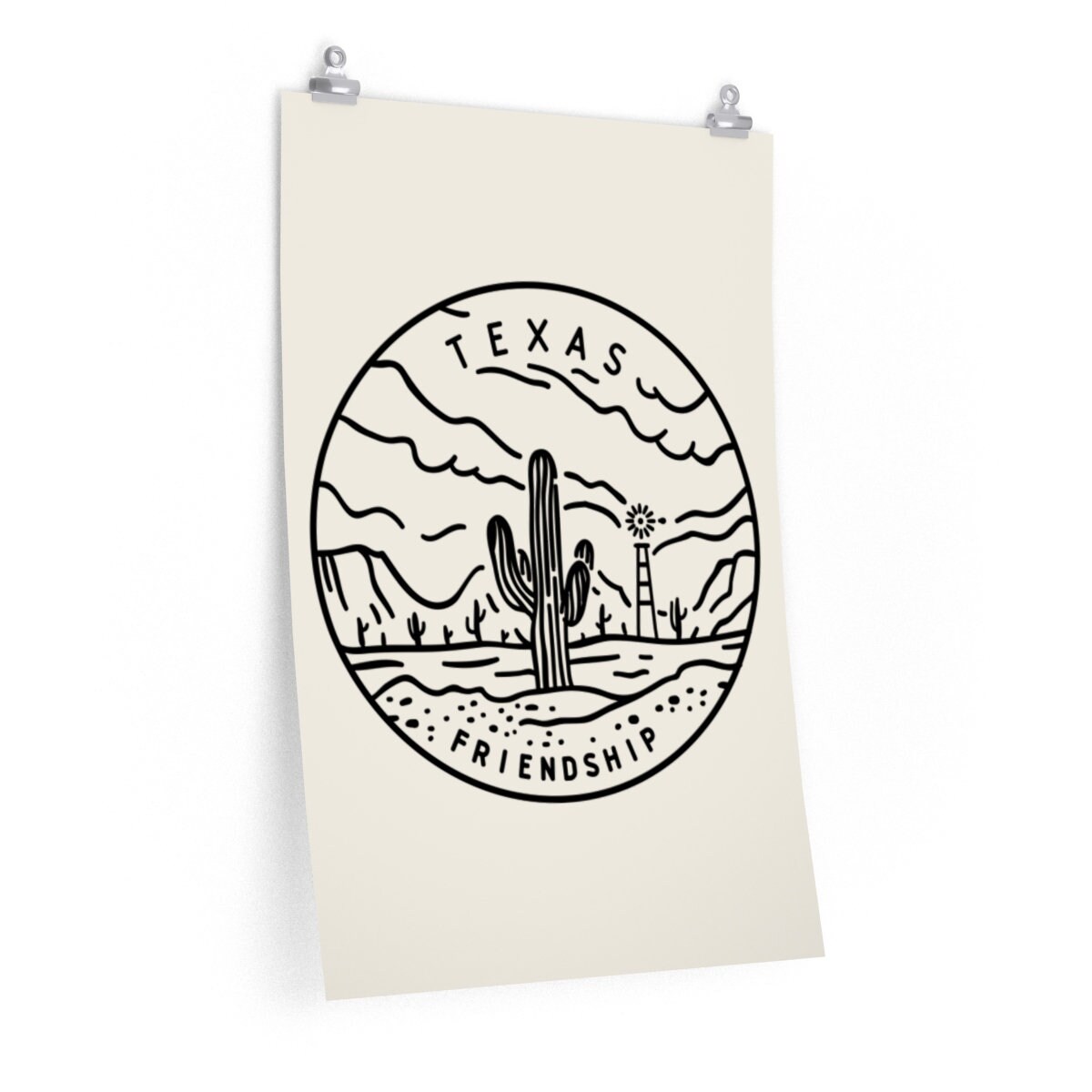 Texas Poster, State Design Texas Print / Picture / Hand Drawn Art ...