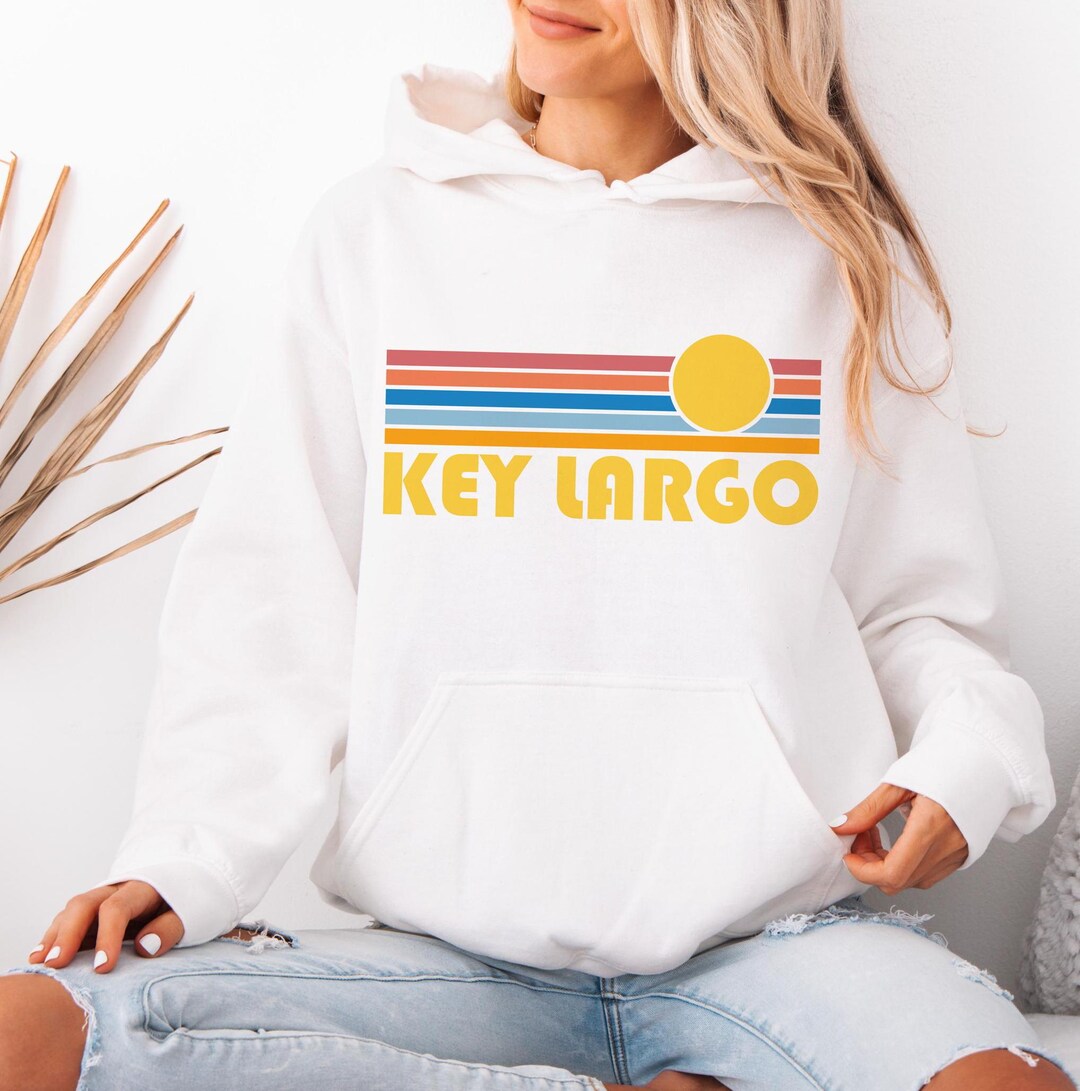Key Largo, Florida Hoodie, Retro Sunrise Unisex Key Largo Sweatshirt ...
