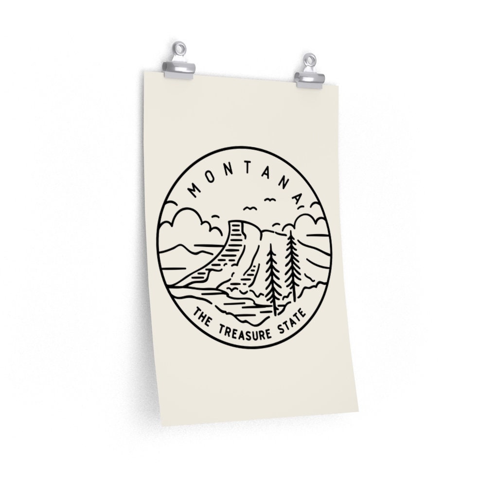 Montana Poster State Design Montana Print / Picture / Hand - Etsy