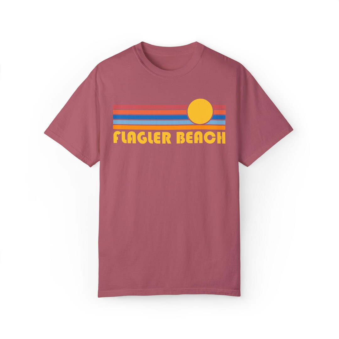 Flagler Beach Florida Retro Graphic Tee - 100% Cotton Comfort Colors ...
