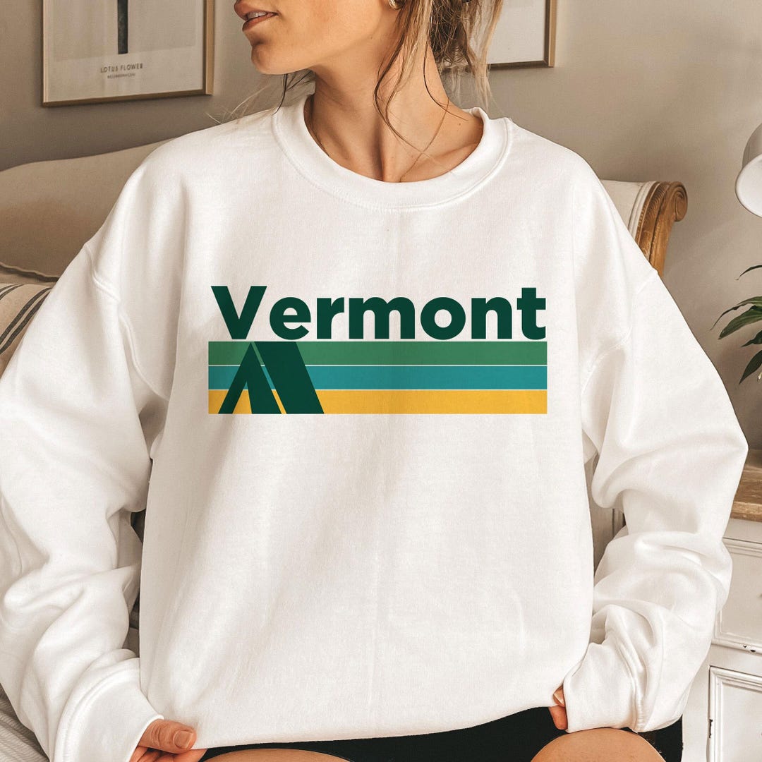 Vermont Sweatshirt, Adult Unisex Retro Camping Crewneck Vermont ...
