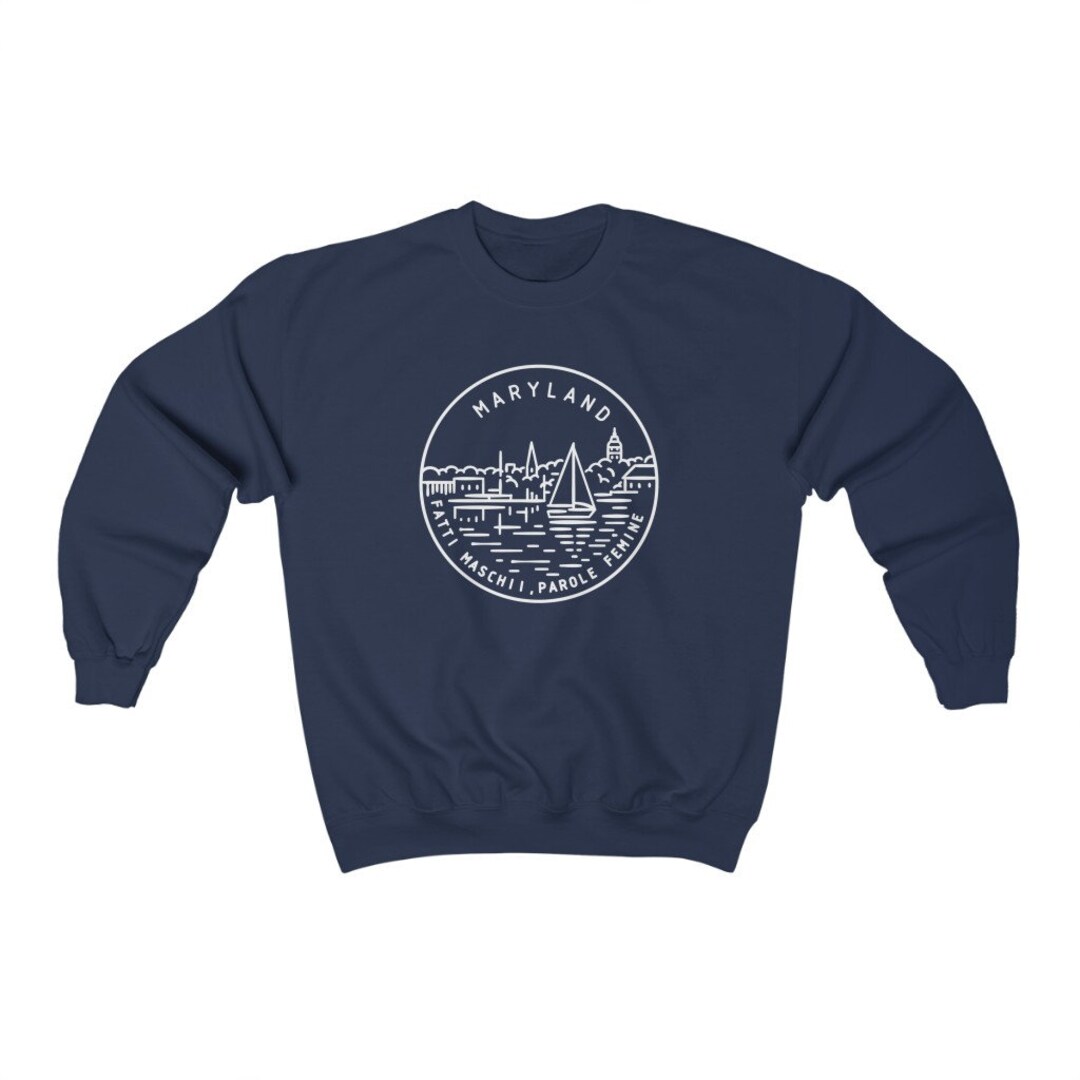 Maryland Sweatshirt, State Design Adult Unisex Crewneck Maryland ...