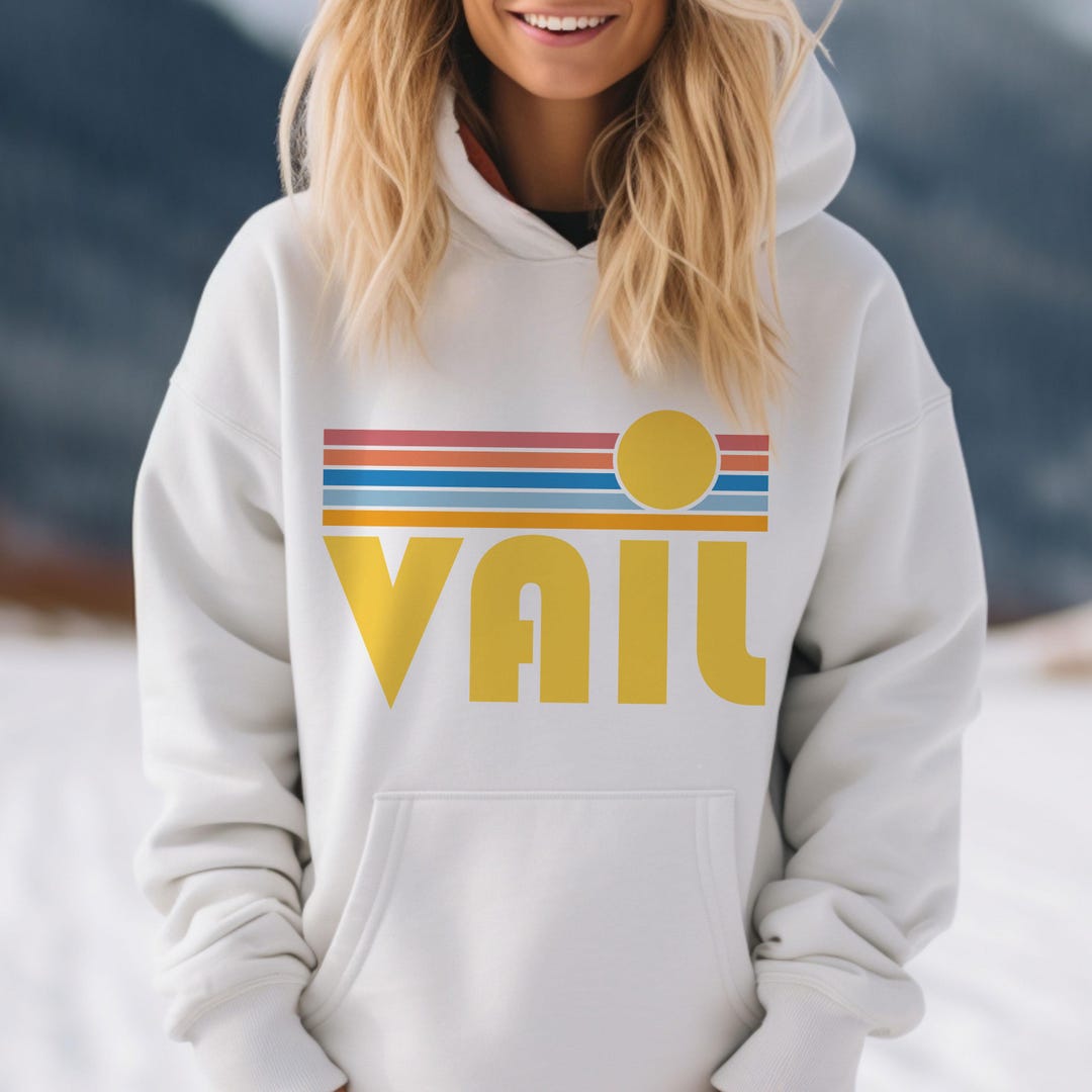 Vail, Colorado Hoodie, Retro Sunrise Unisex Vail Sweatshirt ...