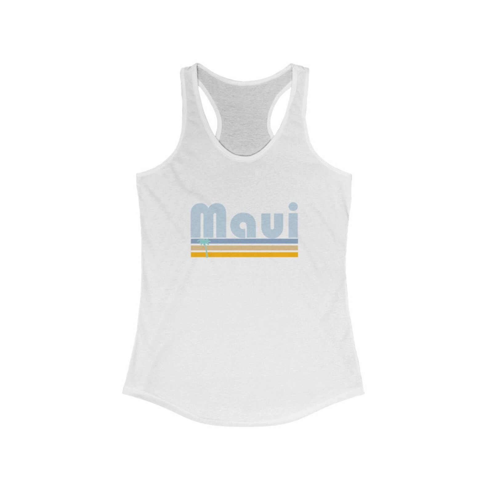 Maui Hawaii Women's Tank Top Retro Palm Tree Racerback - Etsy