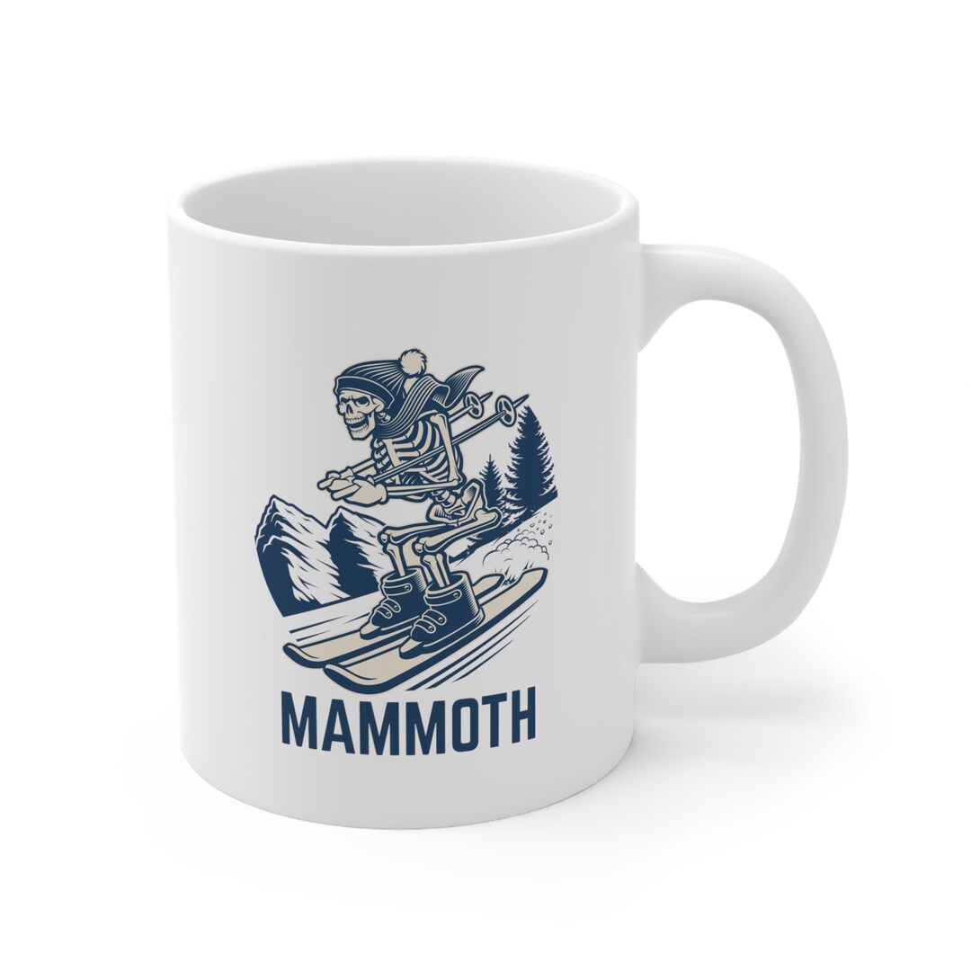 Mammoth, California Mug, Skeleton Skier 11oz Ceramic Mammoth Mug ...