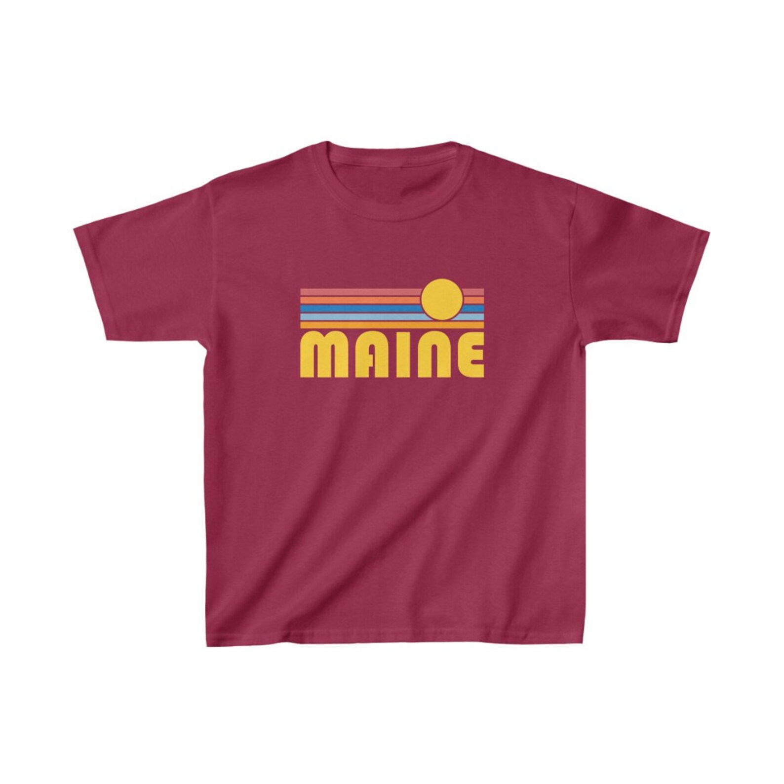 Maine Youth Shirt, Retro Sunrise Maine Kid's T-shirt - Personalization ...
