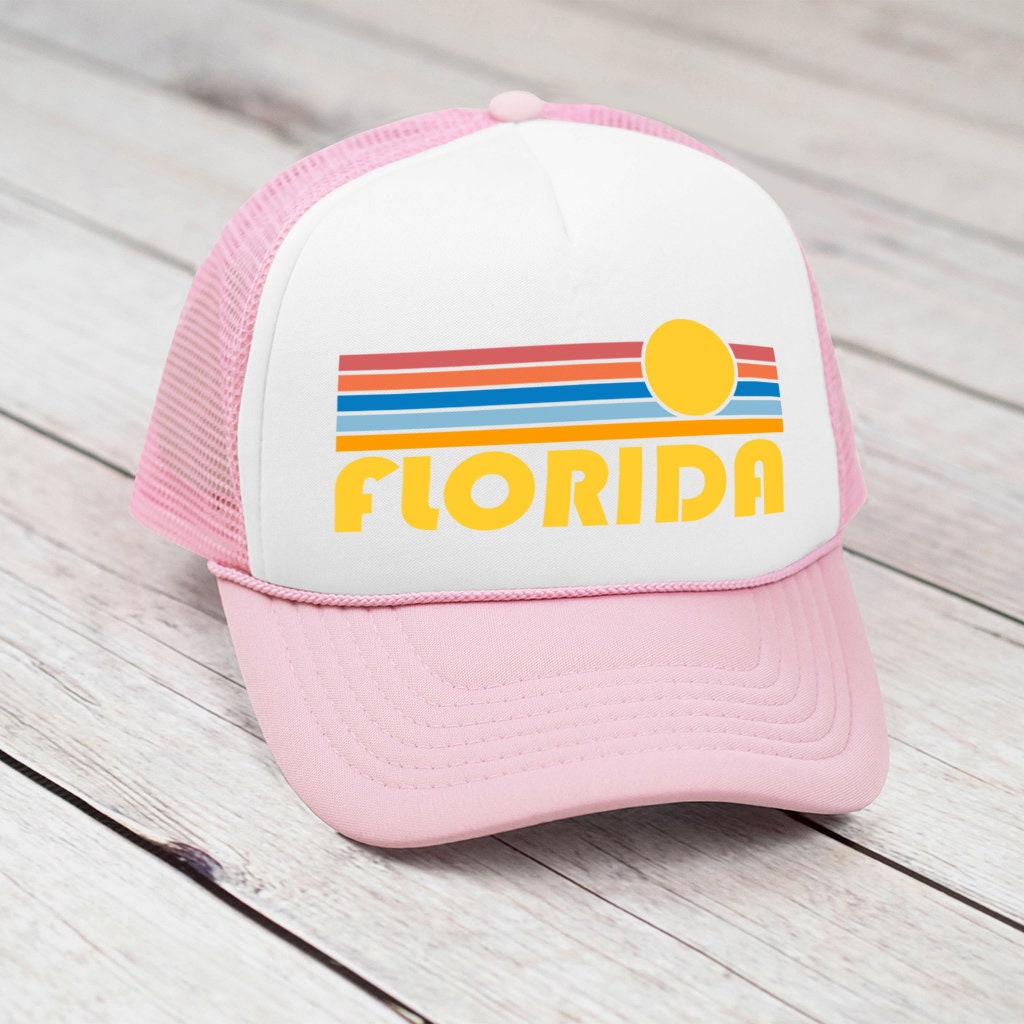 Florida Hat, Retro Sunrise Foam Florida Trucker Cap - Personalization ...