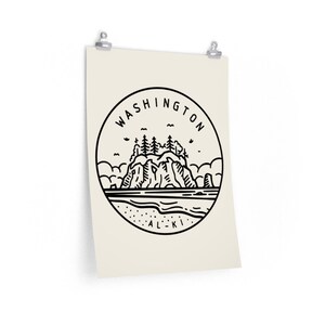 Washington Poster, State Design Washington Print / Picture / Hand Drawn ...