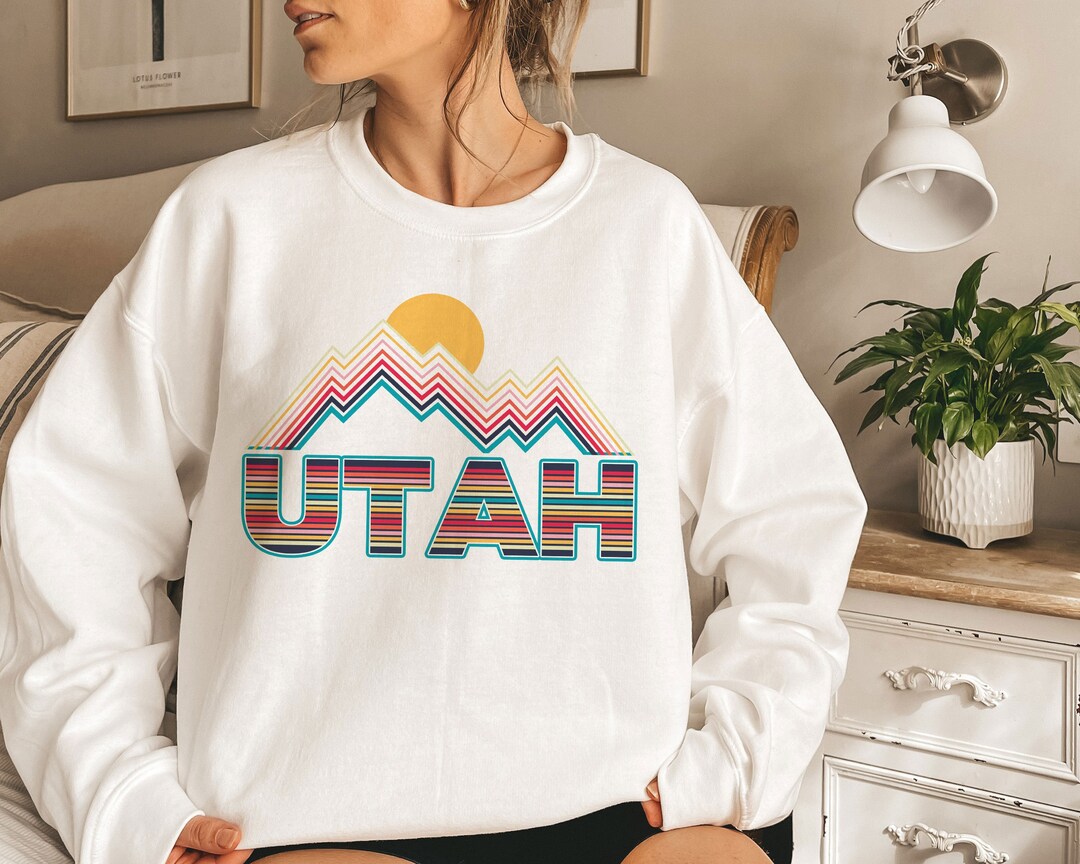 Retro Utah Mountain, Unisex Utah Sweatshirt - Personalization Available ...