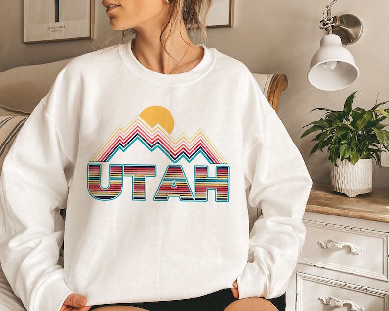 Retro Utah Mountain, Unisex Utah Sweatshirt - Personalization Available ...
