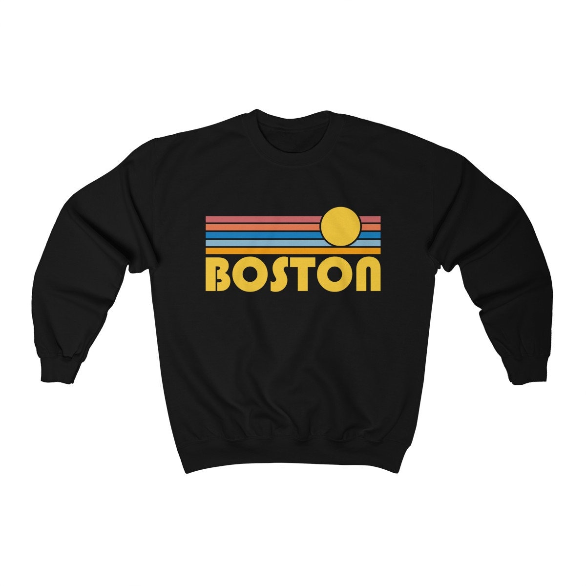 Boston Massachusetts Sweatshirt Retro Sunset Unisex Boston | Etsy