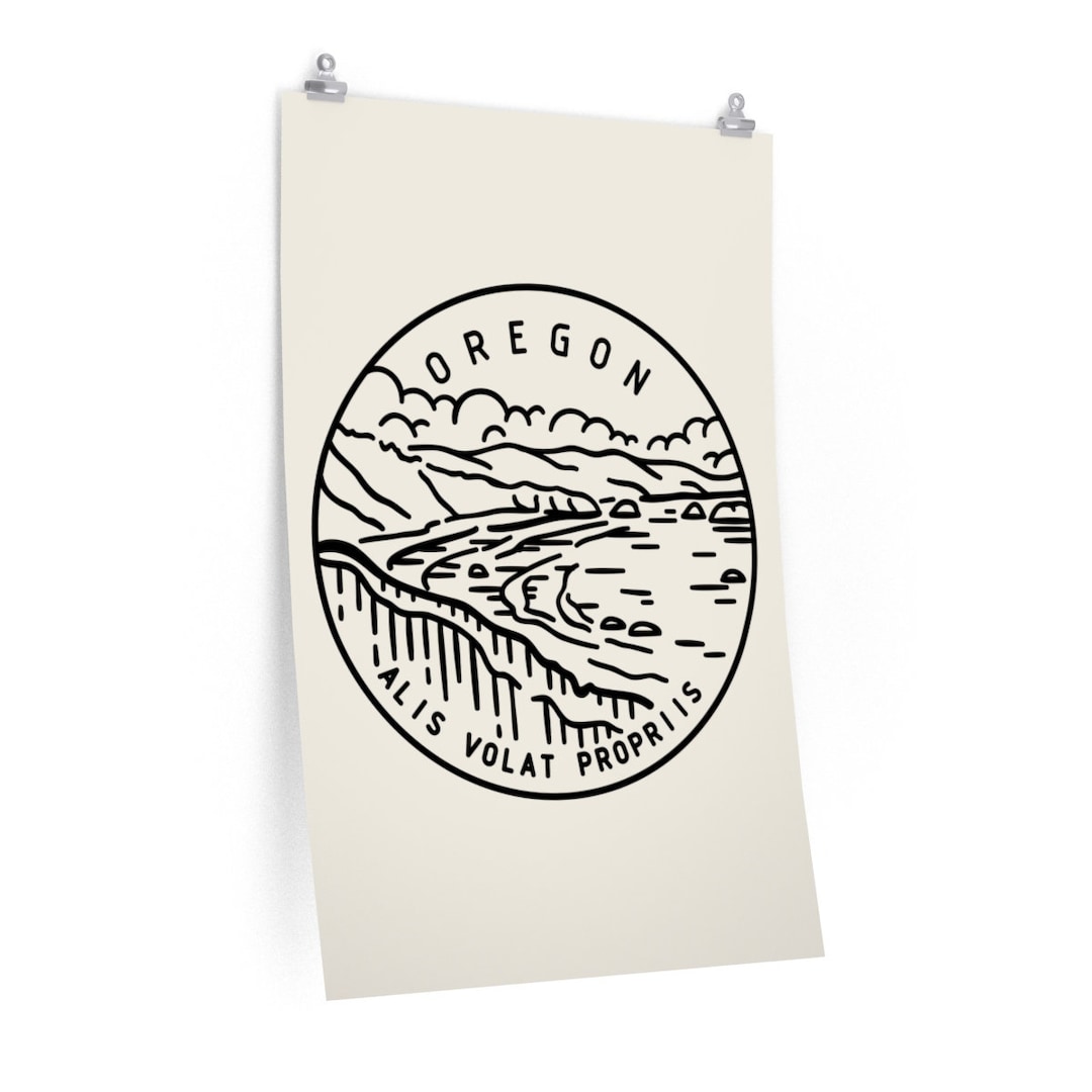 Oregon Poster, State Design Oregon Print / Picture / Hand Drawn Art ...