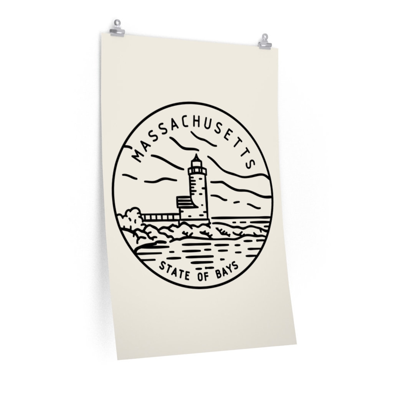 Massachusetts Poster, State Design Massachusetts Print / Picture / Hand ...