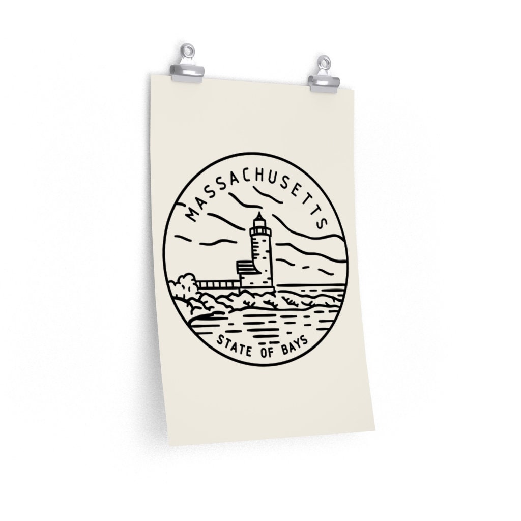 Massachusetts Poster, State Design Massachusetts Print / Picture / Hand ...