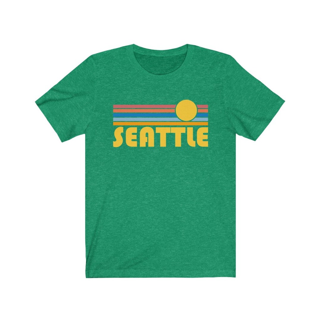 Seattle, Washington T-shirt Retro Sunset, Adult Unisex Seattle T Shirt ...