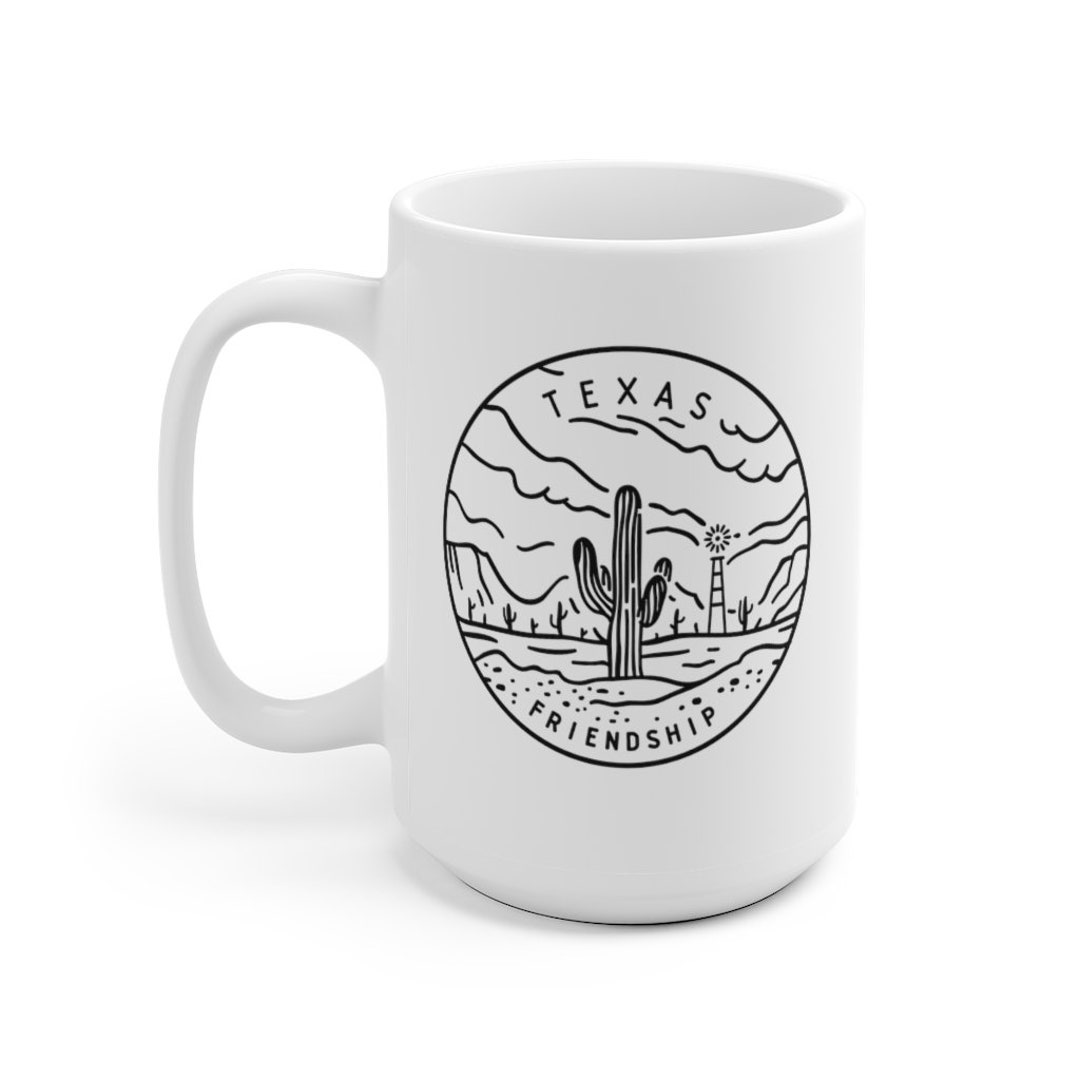 Texas Mug, State Design White Ceramic Texas Mug (11oz & 15oz ...