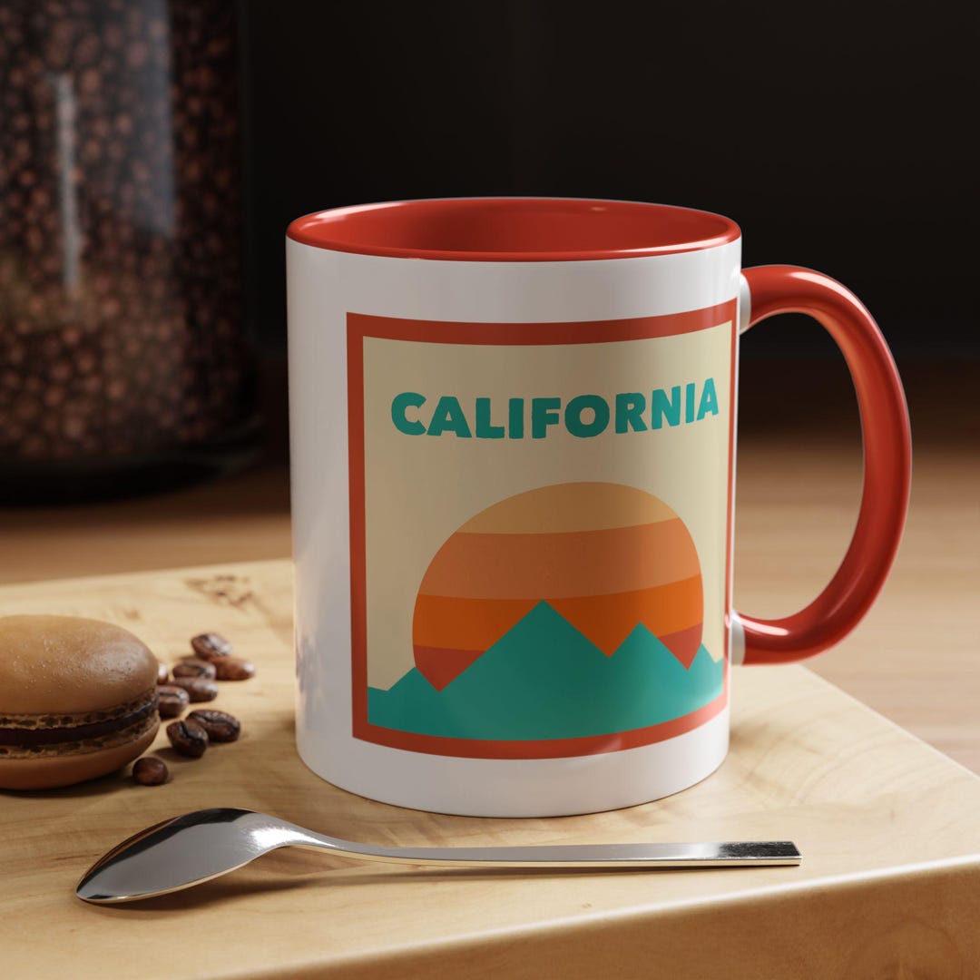 California Retro Ombre Sun Mountain Coffee Mug - Nature Lover Gift - Etsy