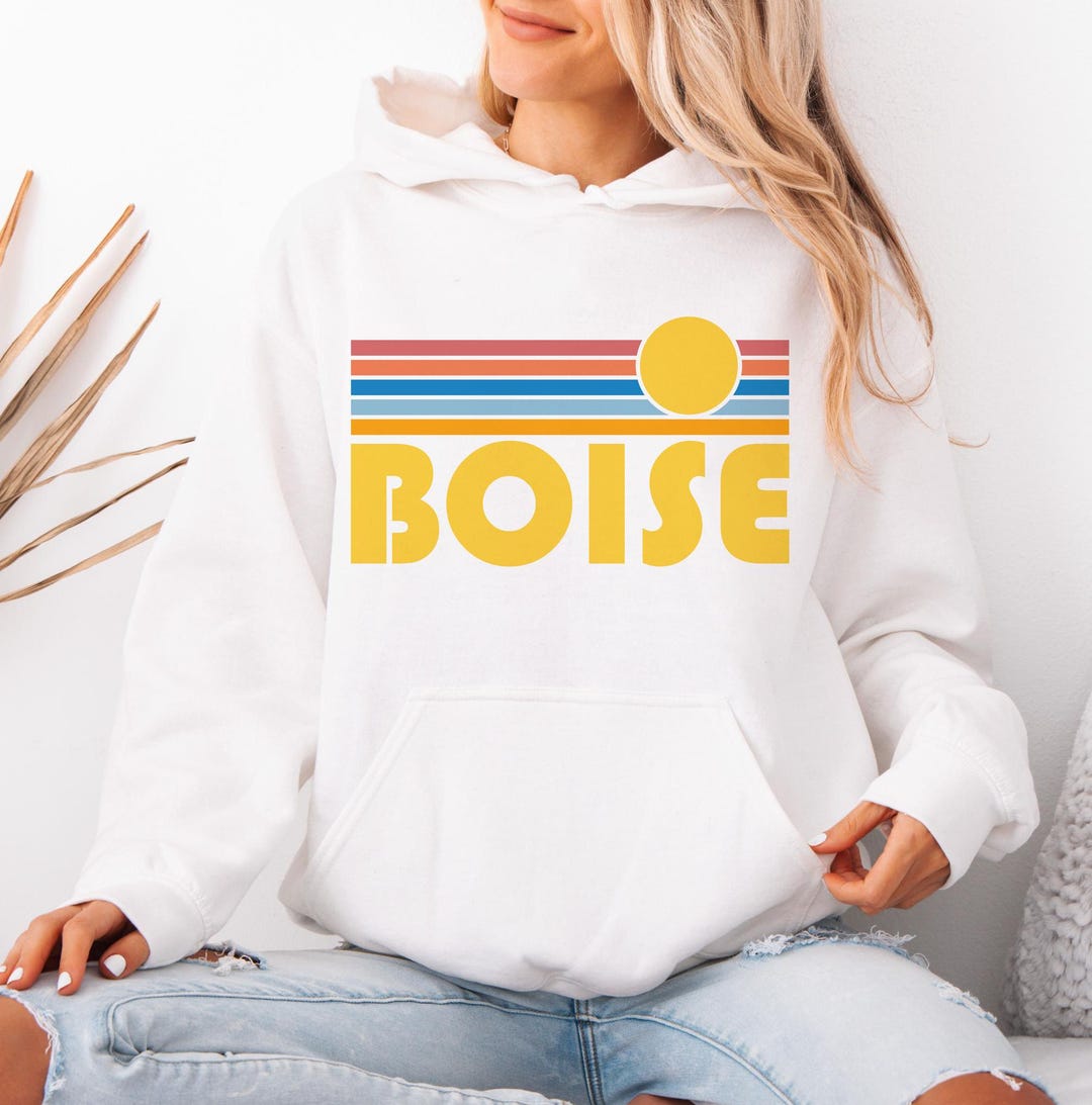 Boise, Idaho Hoodie, Retro Sunrise Unisex Boise Sweatshirt ...