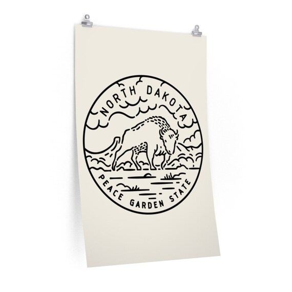 North Dakota Poster State Design North Dakota Print / - Etsy