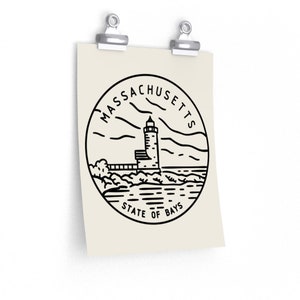 Massachusetts Poster, State Design Massachusetts Print / Picture / Hand ...