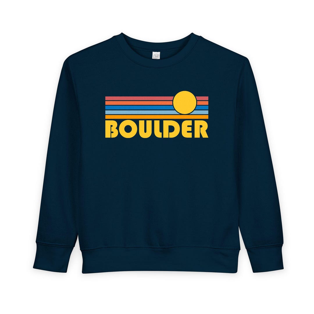 Retro Sun Boulder Colorado Toddler Sweatshirt: Mountain Graphic ...