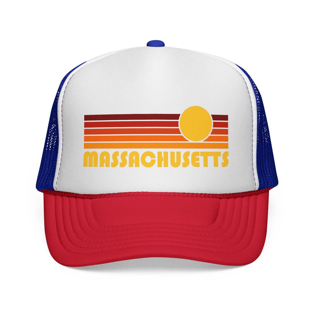 Massachusetts Retro Sun Trucker Hat - Vintage Style Massachusetts Cap ...