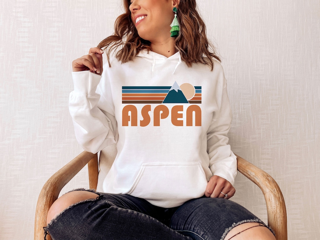 Aspen, Colorado Hoodie, Retro Mountain Unisex Aspen Sweatshirt ...