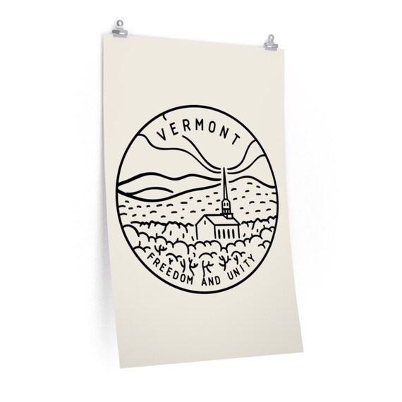 Vermont Poster State Design Vermont Print / Picture / Hand - Etsy